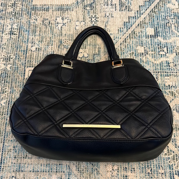 Steve Madden | Bags | Steve Madden Black Leather Quilt Pattern Purse ...